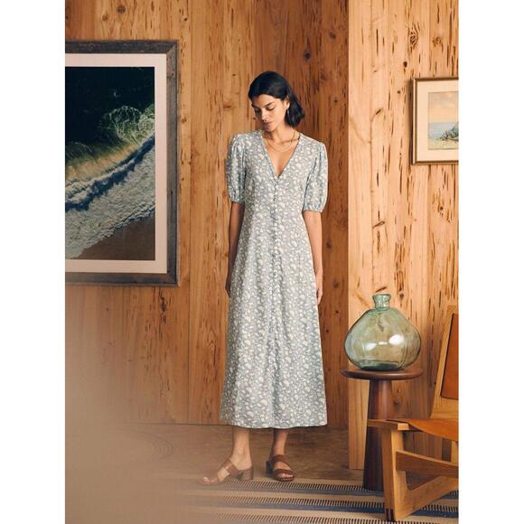 Faherty | Dresses | Faherty Dress Womens Small S Blue Floral Havana ...